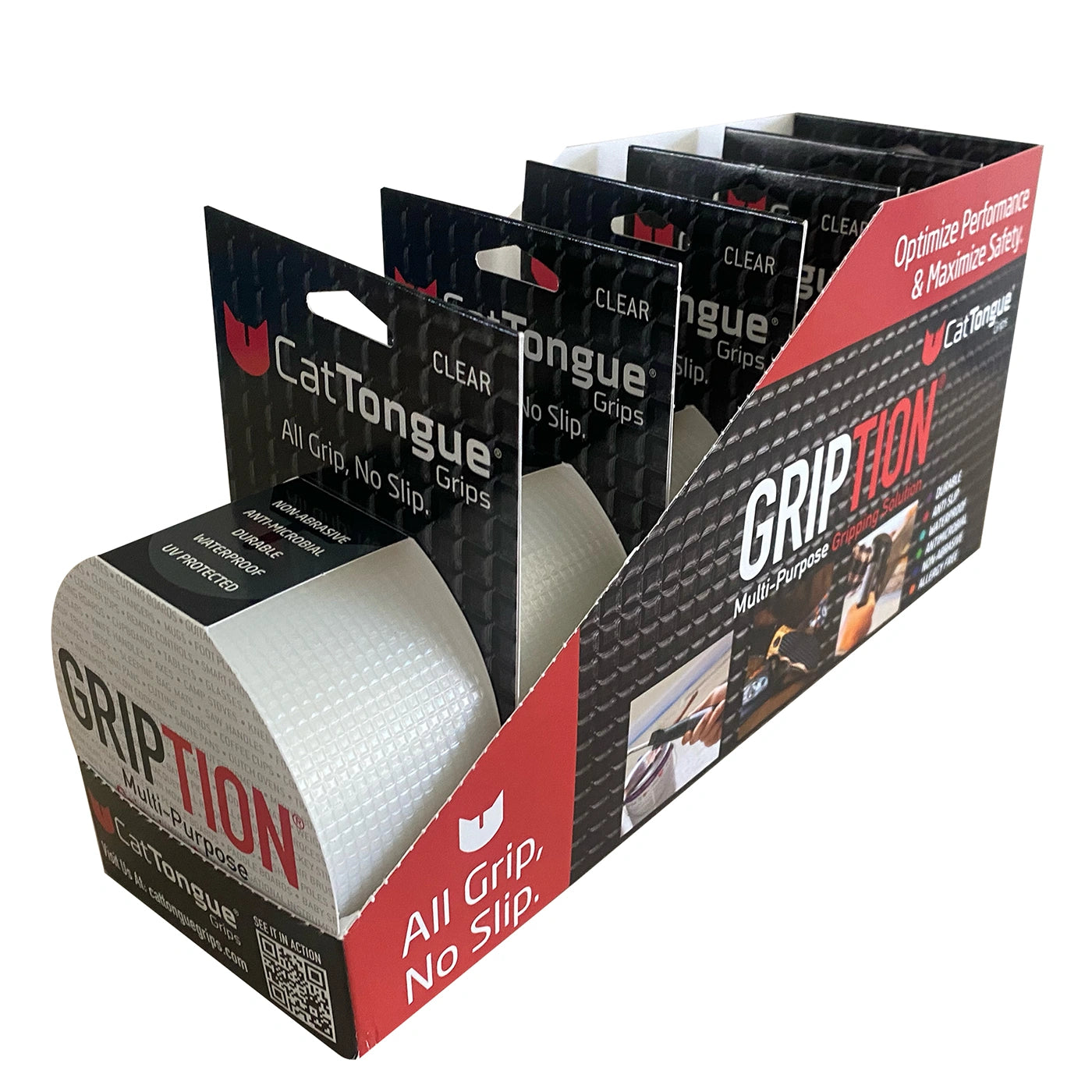 Gription Roll Clear - 6-Pack PDQ (6 rolls of 2" x 10" Clear and Displa ...